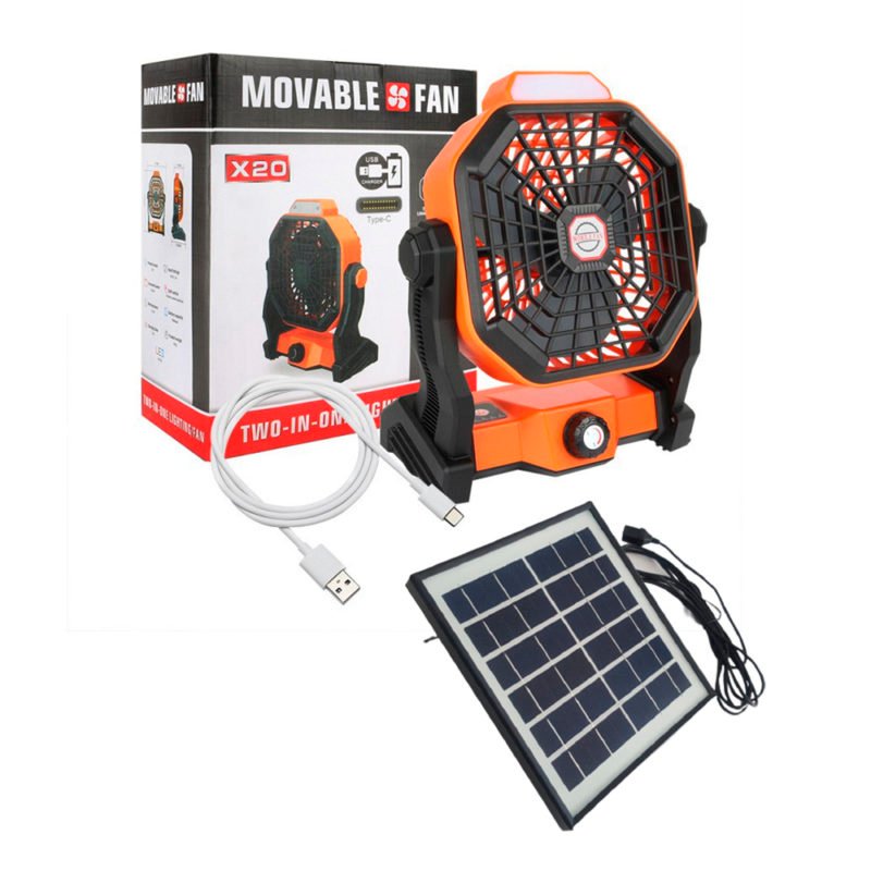 Ventilador Abanico De Mesa Con Luz Portátil Recargable Con Panel Solar ...